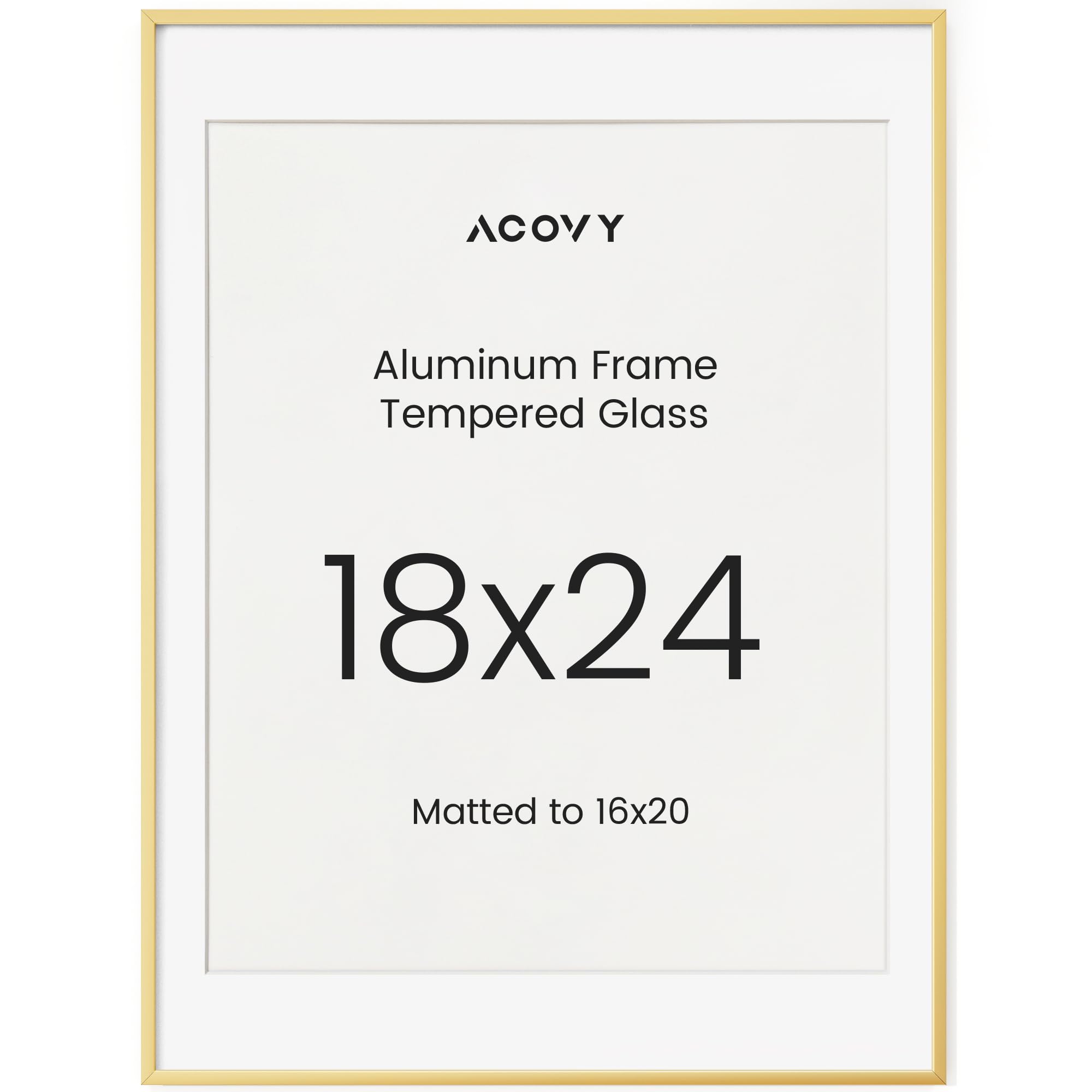 Amazon.com - Acovy 18x24 Gold Frame, 18x24 Frame Matted to 16x20, Metal ...