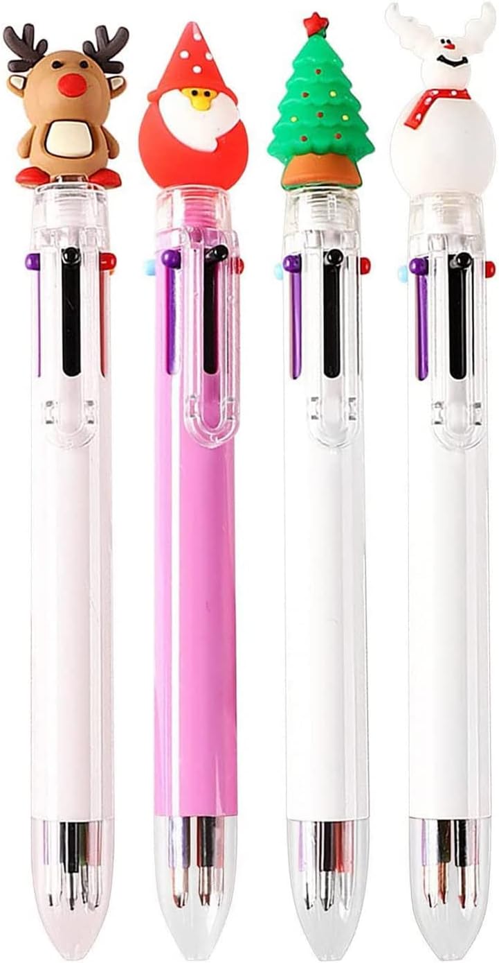 4PCS Cute Christmas Ballpoint Pen,6 Colors Cartoon Santa Claus Xmas ...