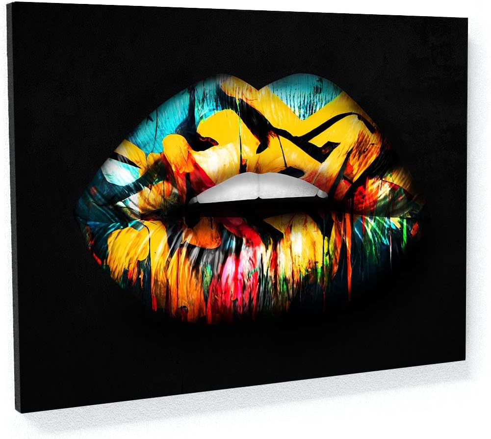 Amazon.com: Sense Canvas Lips Graffiti Canvas Art - Home Decor Wall Art ...