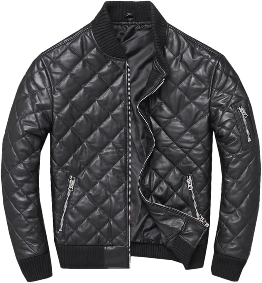 Winter Thick Warm Leather Jacket For Men Soft Sheepskin Cotton Padded ...