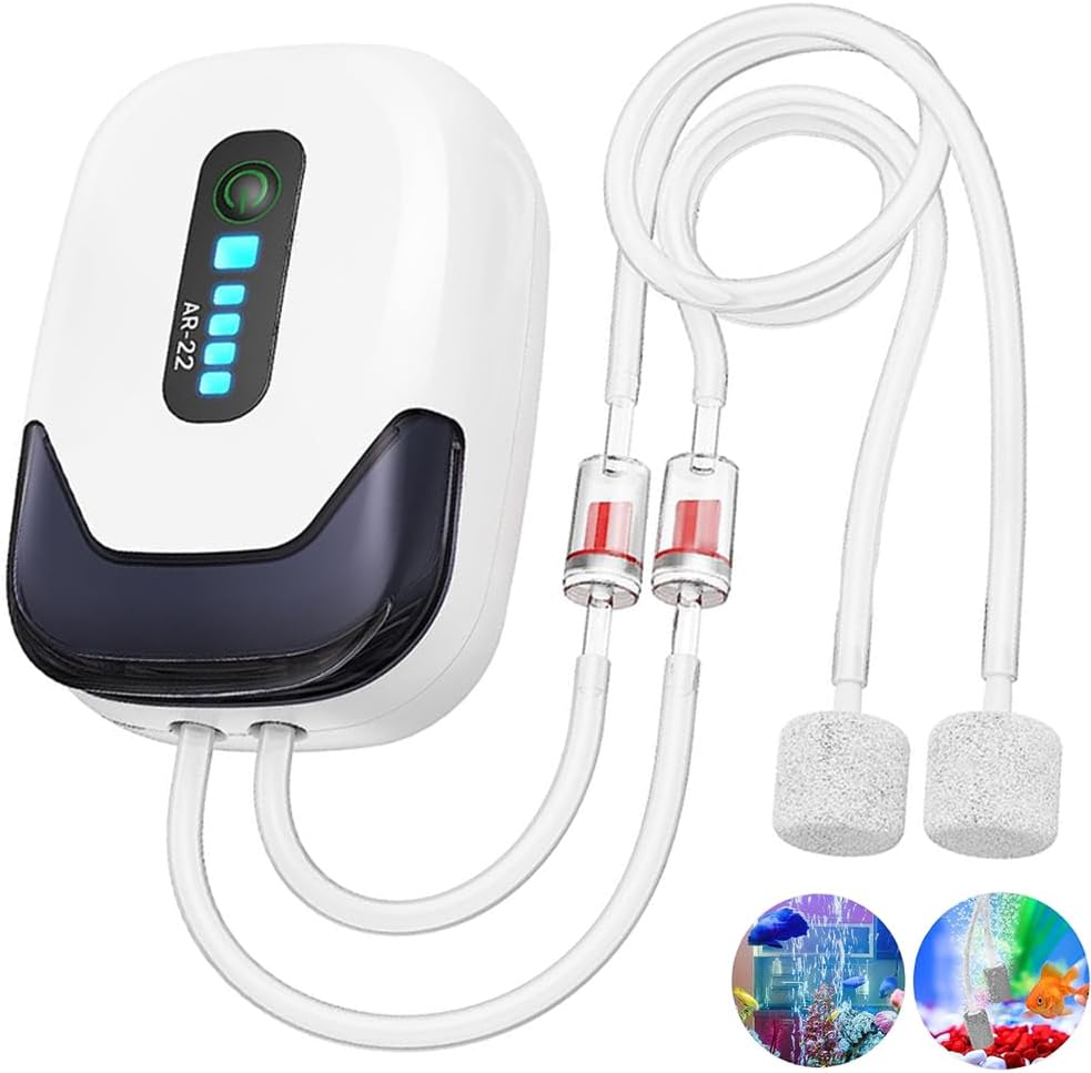 LinJie Ultra Quiet Aquarium Air Pump,Lithium Battery Powered Portable ...