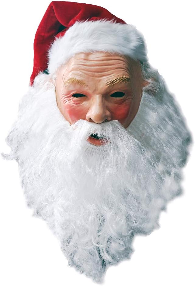 Amazon.com: HENGYUTOYMASK Christmas Santa Latex Mask with Red Santa Hat ...