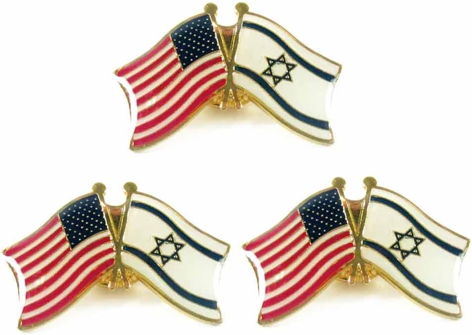 Amazon.com: A 3 Pc Israel USA Crossed Friendship Flag Lapel Pin Support ...