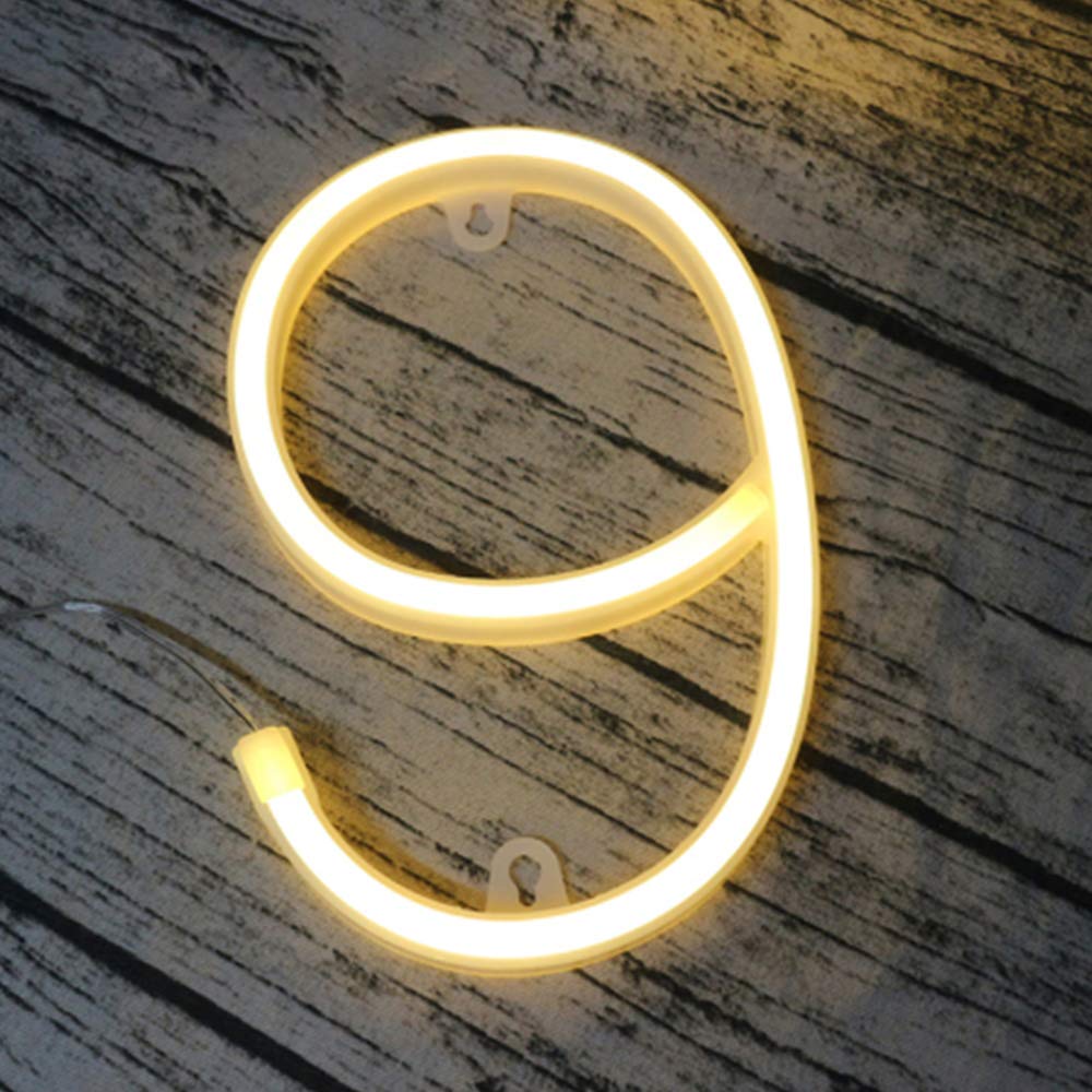 Amazon.com: LED Neon Signs Light Number 9 Shaped Neon Wall Lights LED ...