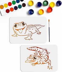 Amazon.com : MAYJOYDIY 2pcs Gecko Stencil 11.7×8.3inch Large Lizard ...