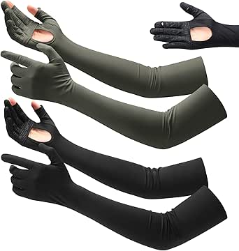 Amazon.com: Yahenda 2 Pairs UV Long Sun Protection Driving Gloves UPF ...