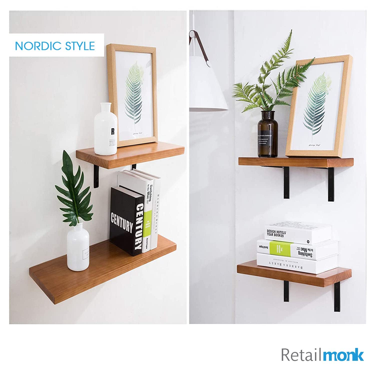 Buy Retailmonk L Shaped Wall Shelf Angle Brackets with Screws, Heavy ...