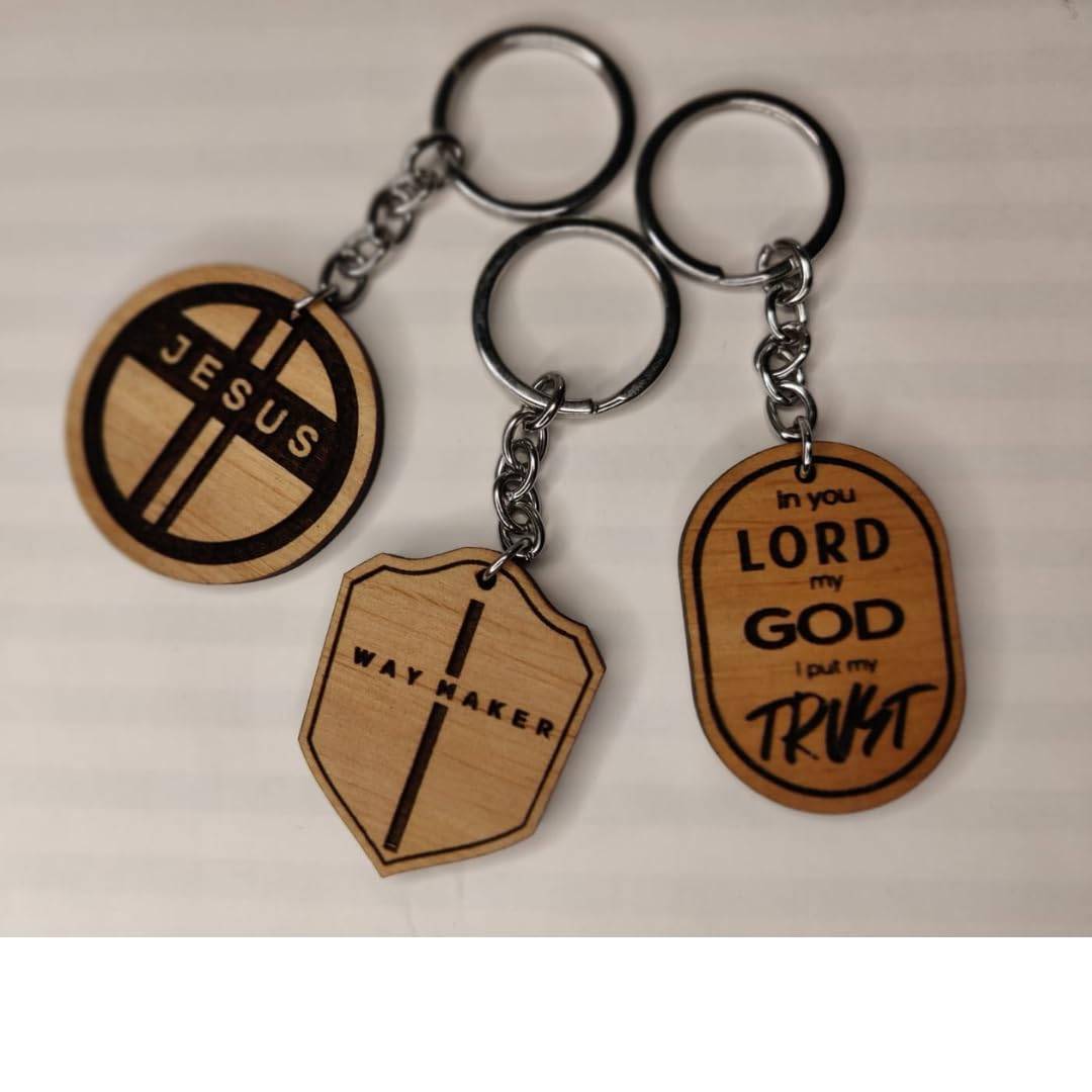 Wooden Key Chain | Set of three | Scripture verses engraved | stylish ...