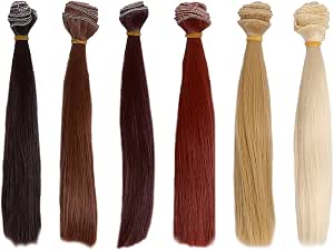 Amazon.com: VILLCASE 6pcs Straight Doll Hair Extensions - 6 Colors ...