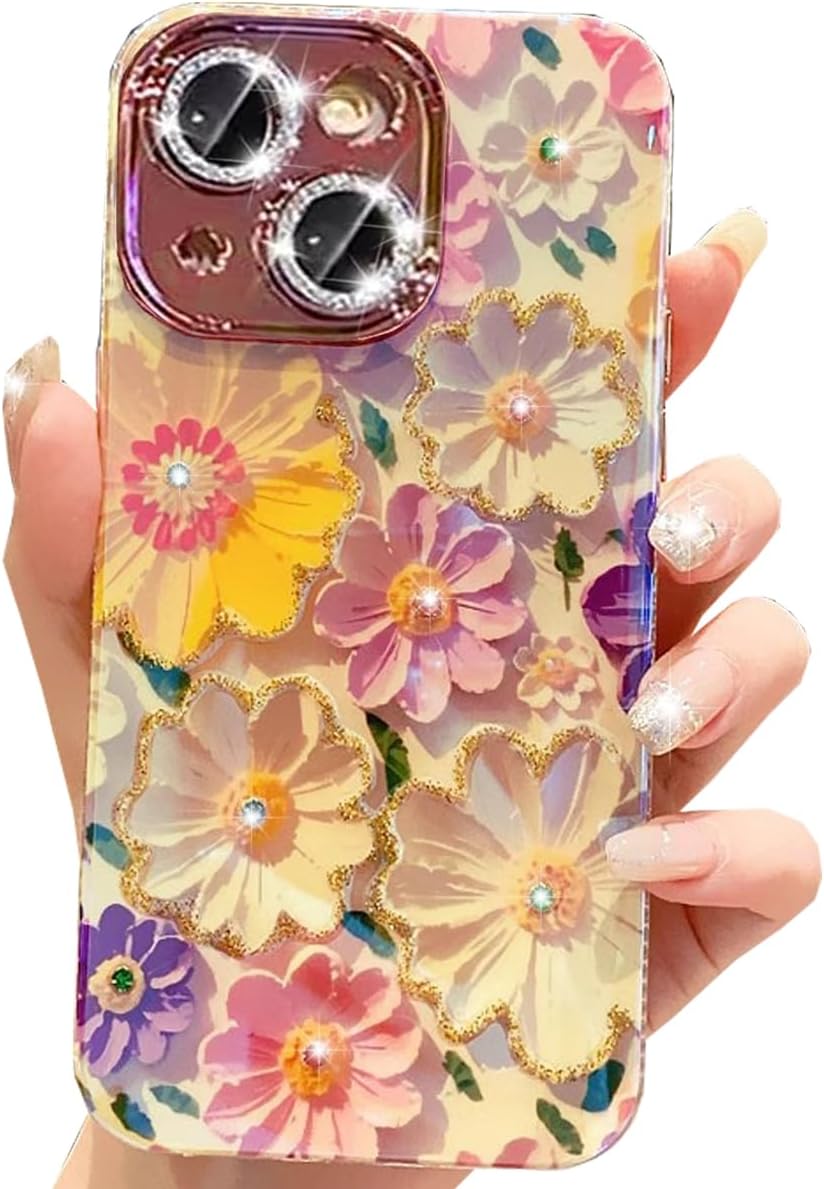 Amazon.com: Changjia Floral Case for iPhone 15 Plus,Cute Colorful Retro ...