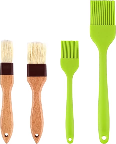 4pcs Pastry Brushes, Silicone Basting Brushes Food Brushes with Beech ...