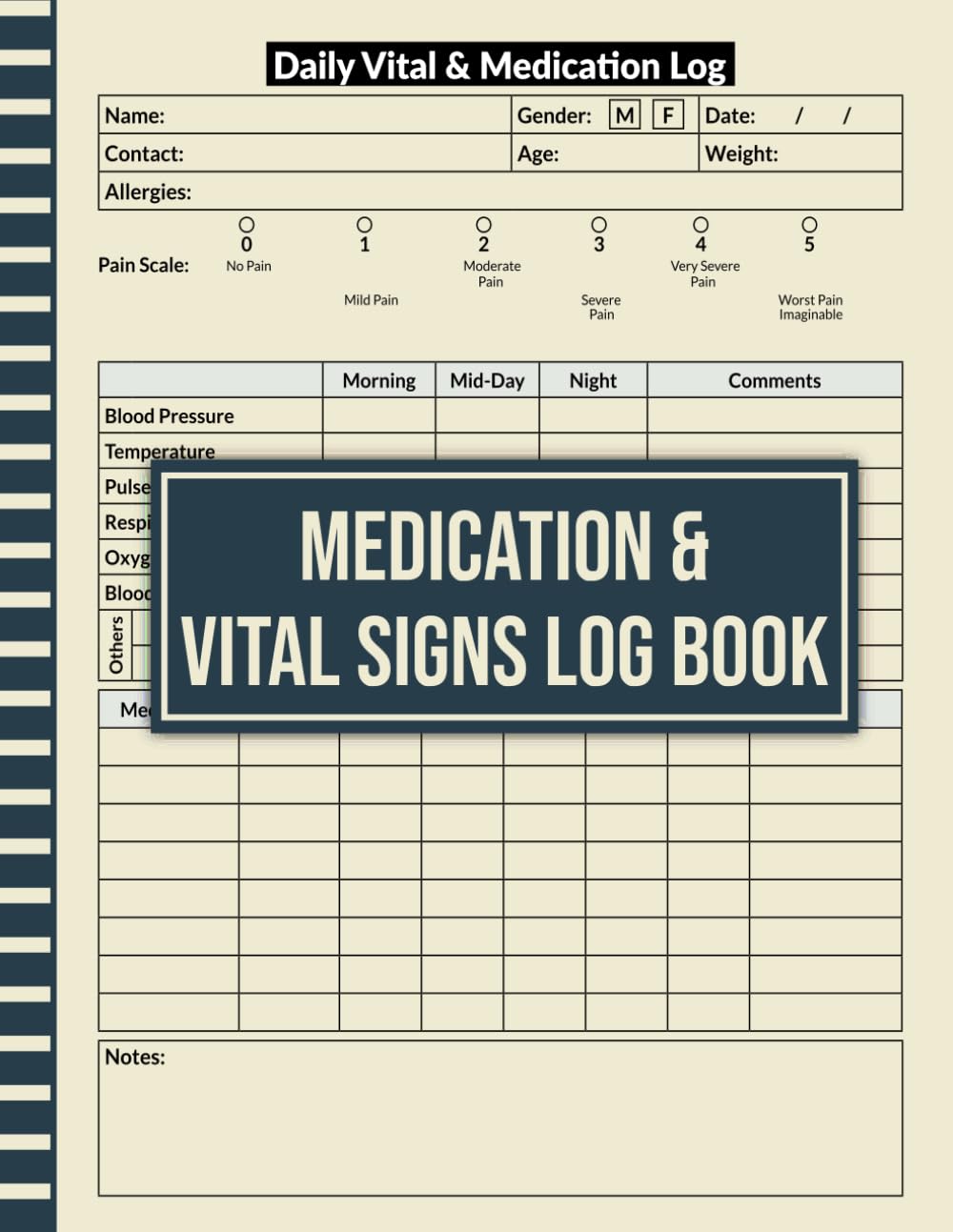 Medication & Vital Signs Log Book: Daily Health Monitoring Journal ...