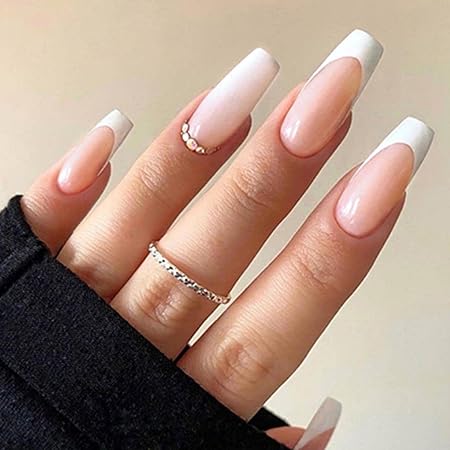 Amazon.com: Kamize Gradient Press on Nails Coffin Long Fake Jelly Nails ...