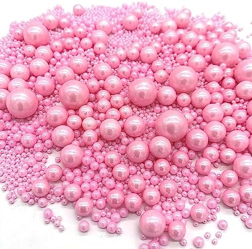 Amazon.com : Weraru Edible Pink Pearl Sugar Sprinkles Candy Mixing Size ...