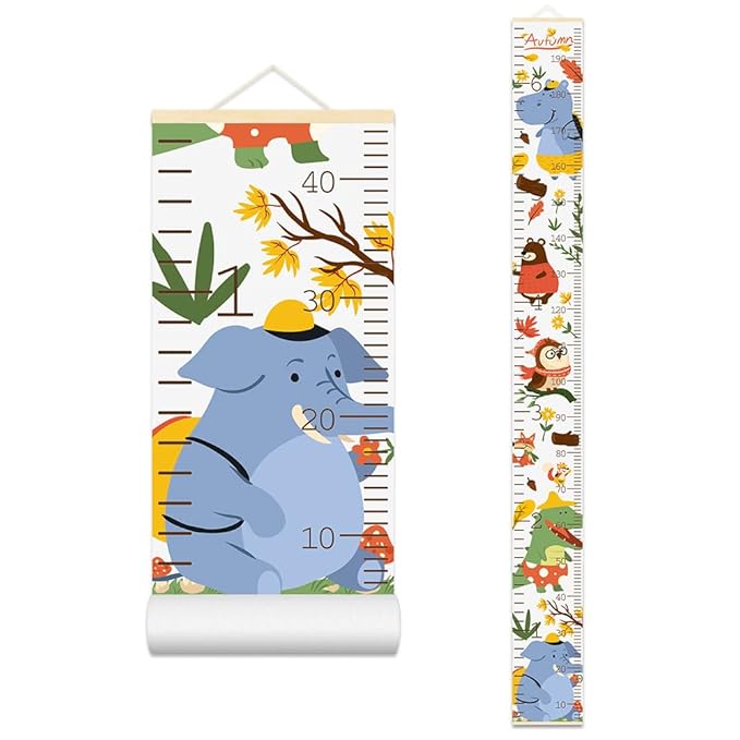 Amazon.com: Baby Height Growth Chart Wall Cartoon Animal Wooden Ruler ...
