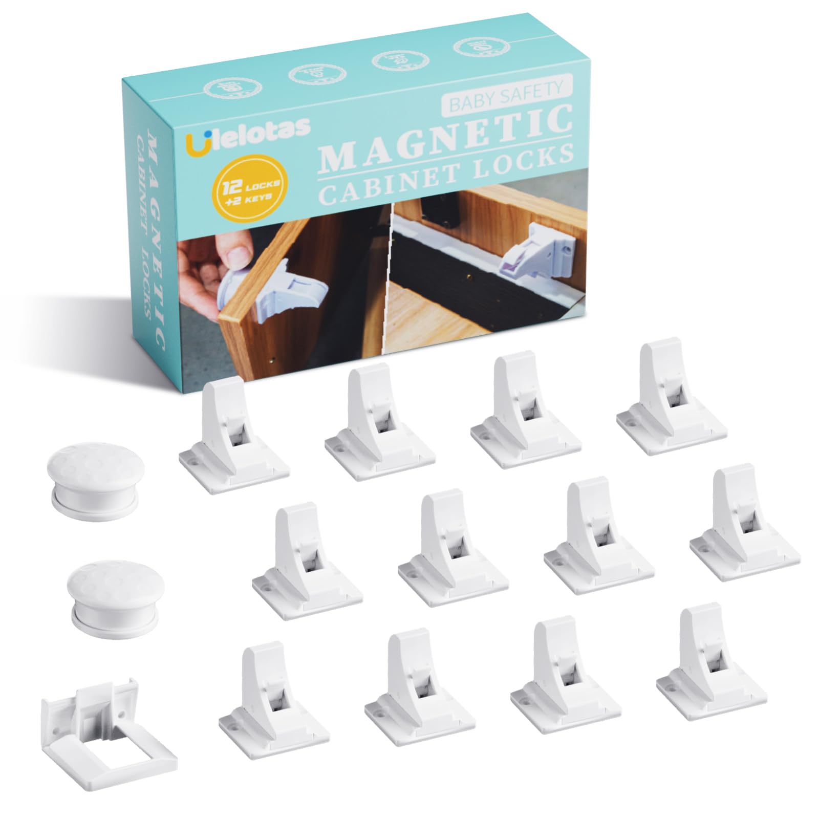 Child Proof Magnetic Cabinet Locks (12 Locks and 2 Keys), Baby Proofing ...