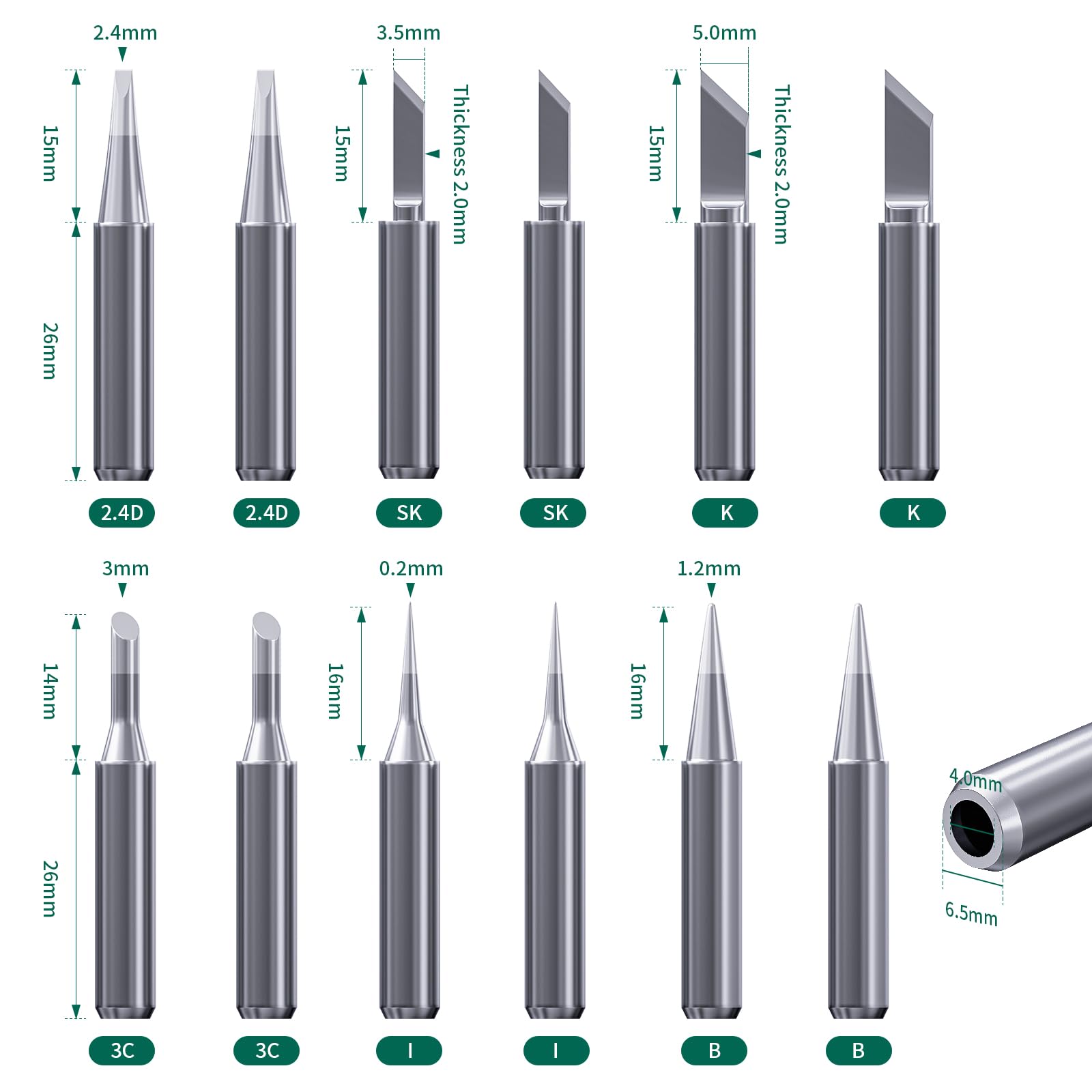 Snapklik.com : HANGLIFE 900M Soldering Iron Tips For Hakko, Yihua ...