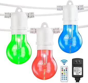 Amazon.com: IPStank 48FT RGB LED Outdoor String Lights - Dimmable Color ...