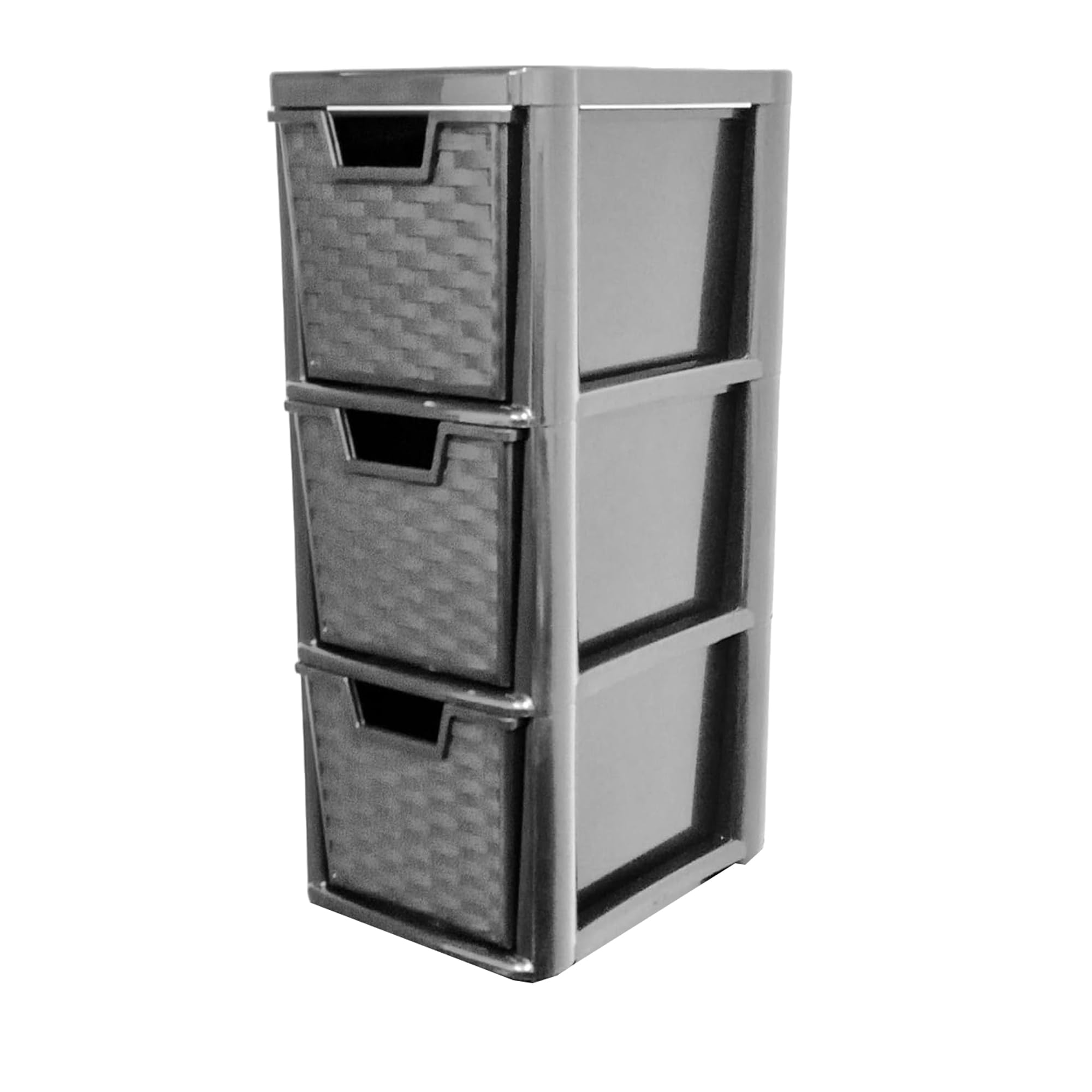 SIDSONS 3 Drawer Small Storage Unit Tower Rattan Effect Black for Home ...