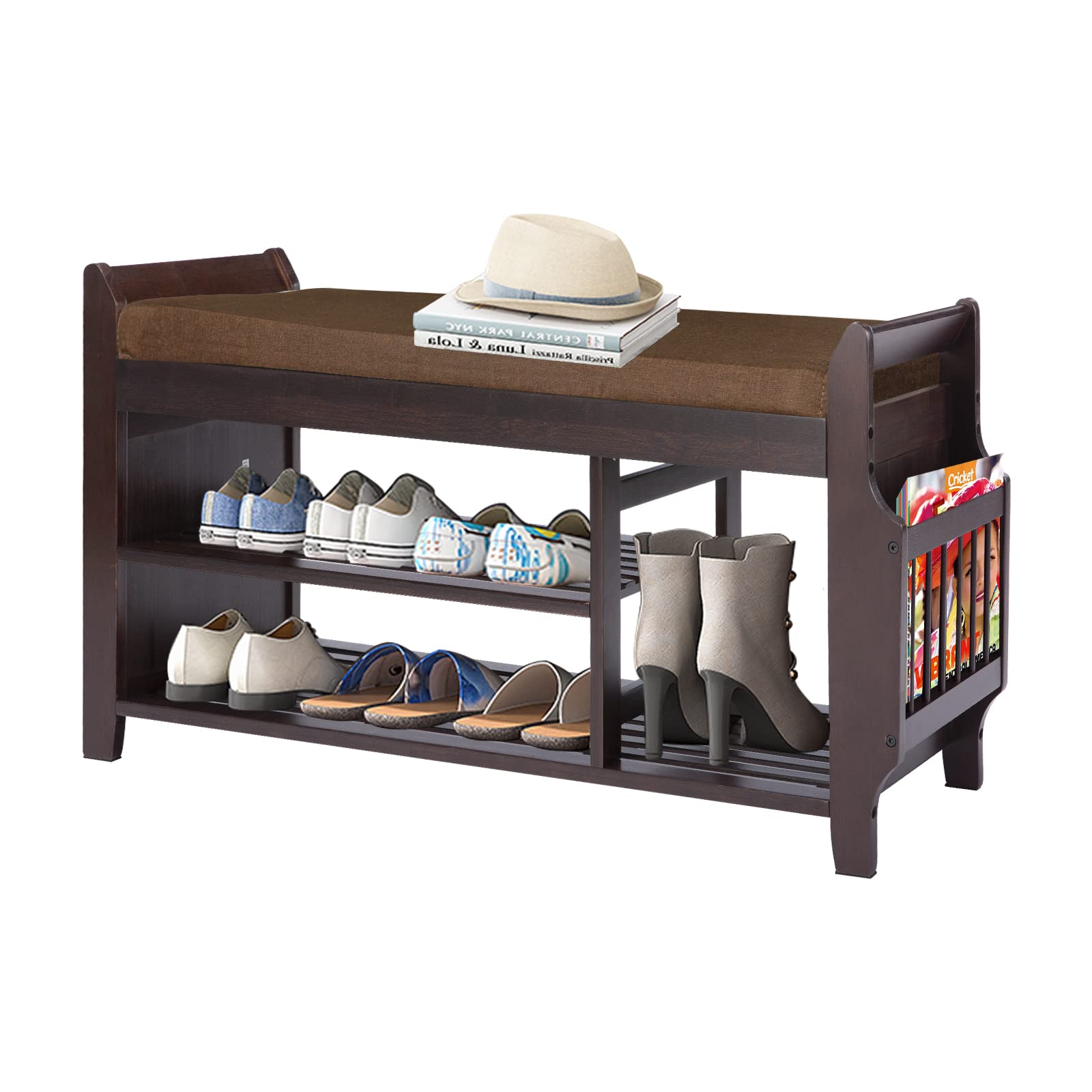 Bamboo Shoe Bench Entryway with Storage,FURFIMU Entryway Bench, Bench ...