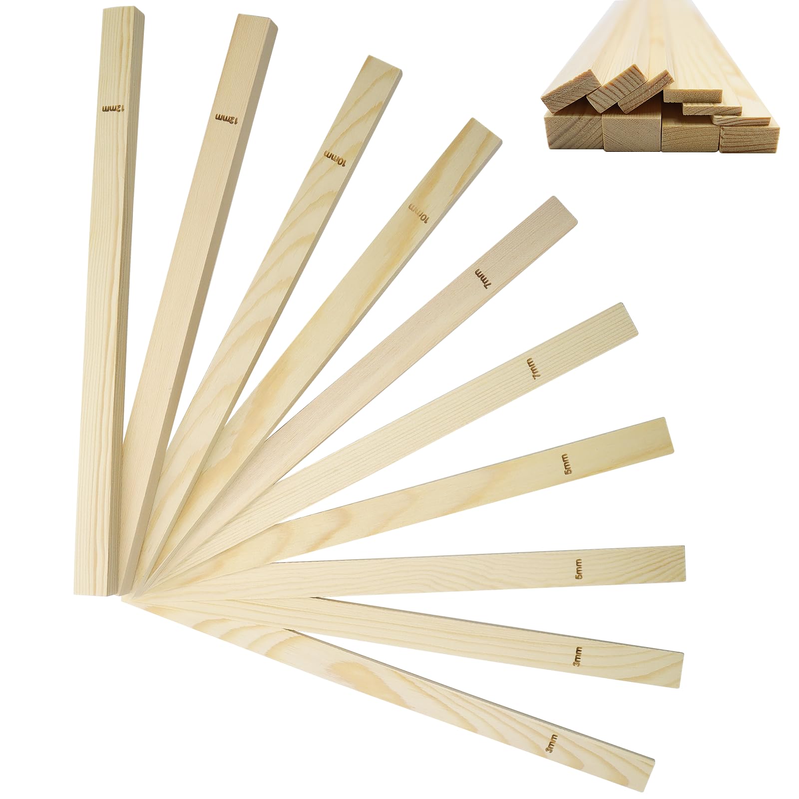 CONNECTION Pottery Rolling Guide Sticks 10 Pcs Wooden Rolling Pin ...