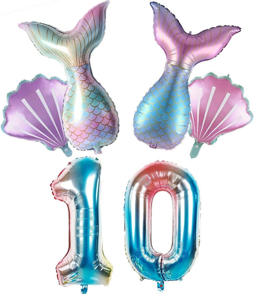 Großes Meerjungfrau Luftballons 10 Jahre geburtstag Deko Mädchen Set 10 ...