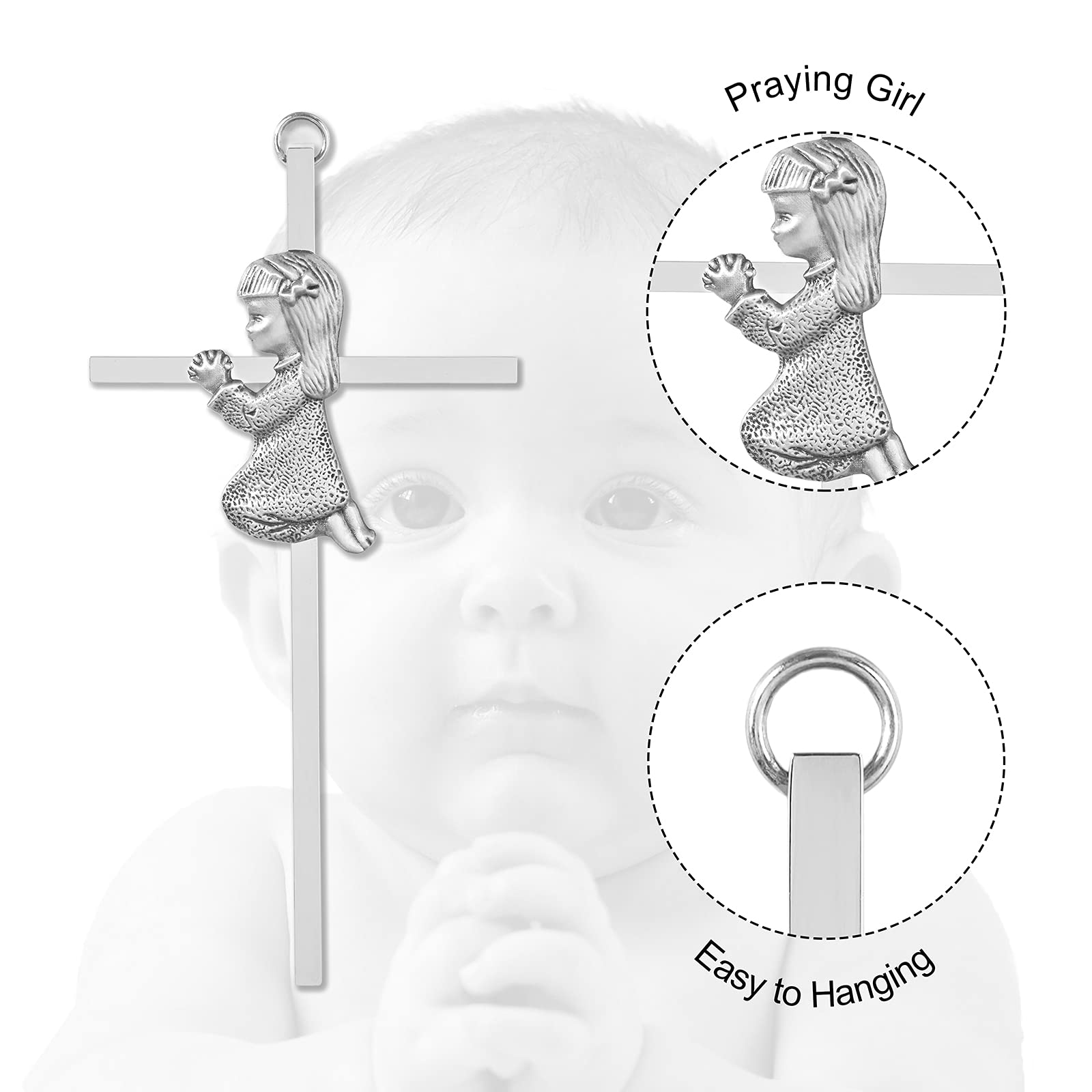 Snapklik.com : Baby Wall Cross Baptism Gifts For Girl, 6-inch Silver ...