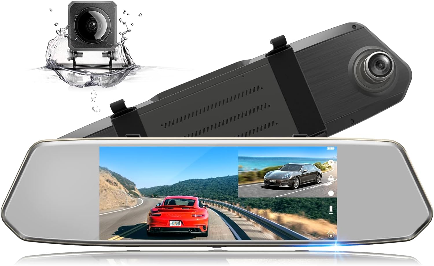 Amazon.com: 7" Dual Mirror Dash Cam Front and Rear FHD 1080P Car Camera ...