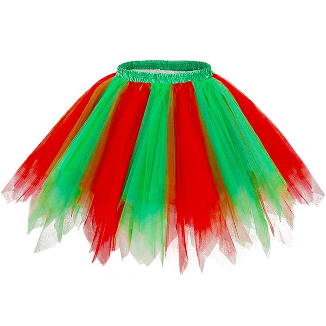 Amazon.com: DRESBE Christmas Tutus Red Green Tutu Skirt Xmas Party ...