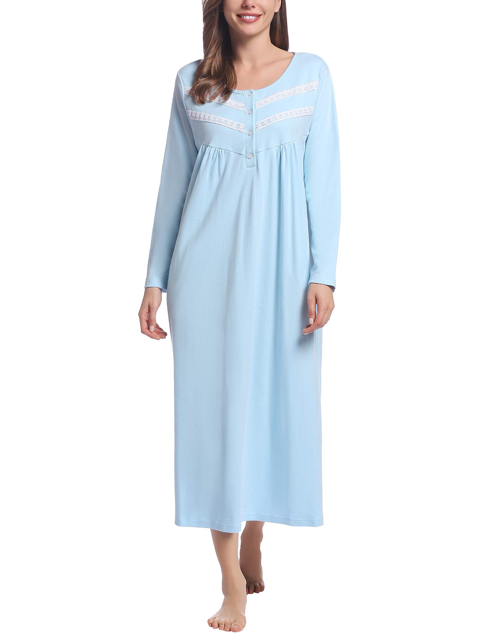Joyaria Double Brushed 100% Cotton Flannel Women Nightgown Cozy & Warm ...