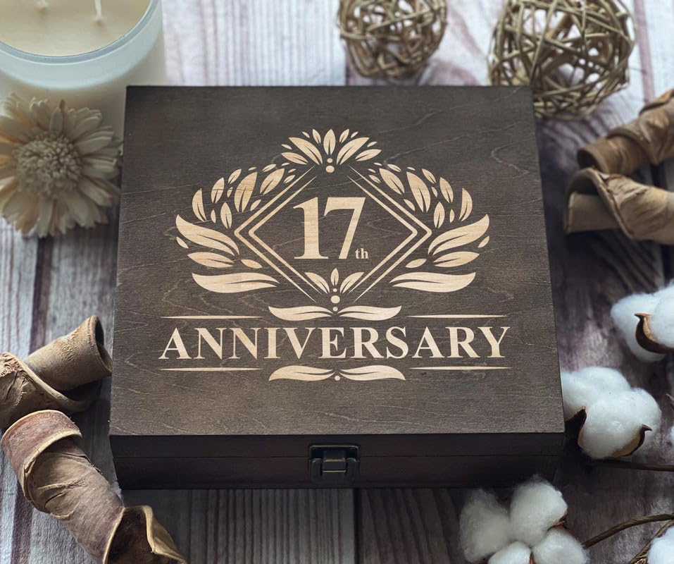 Amazon.com: 17th Anniversary Engraved Wooden Box - Celebrate Seventeen ...