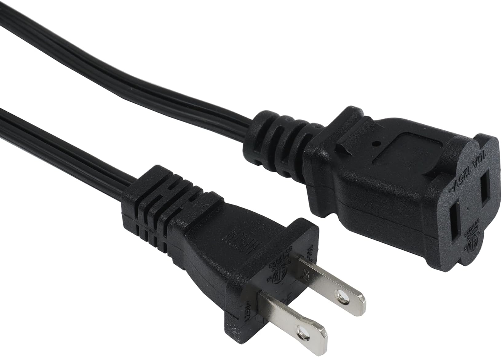 Black 10 Ft Extension Cord, Indoor US Male to Female Power Cable, 2 ...