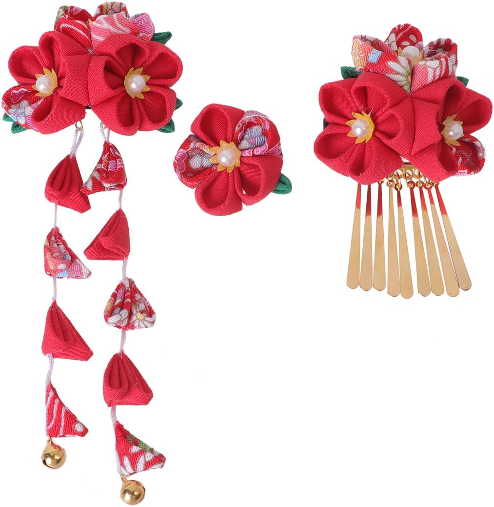 Amazon.com : CRB Fashion Womens Kimono Traditional Tsumami Kanzashi ...