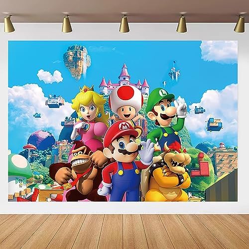 Amazon.com : Super Mario Backdrop for Birthday Party Video Game Mario ...