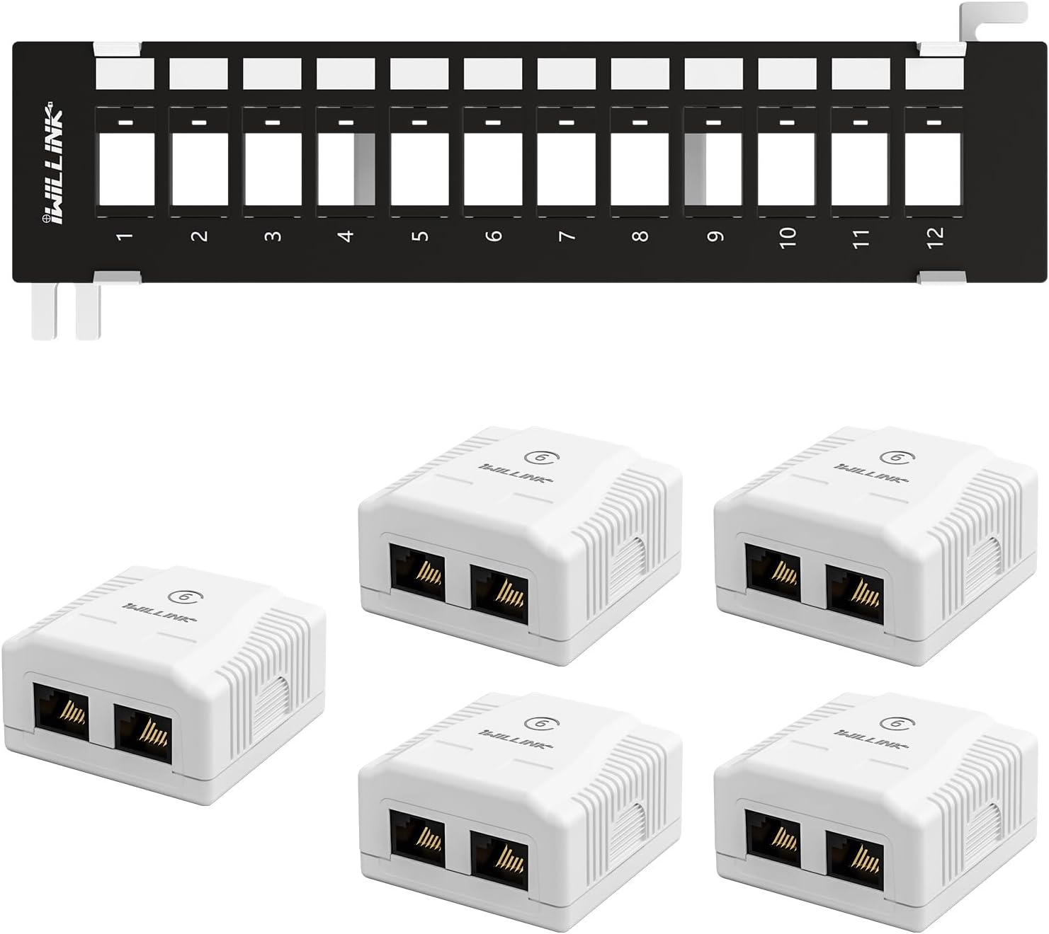Amazon.com: Iwillink 12 Port Blank Keystone Patch Panel with 2-Port ...