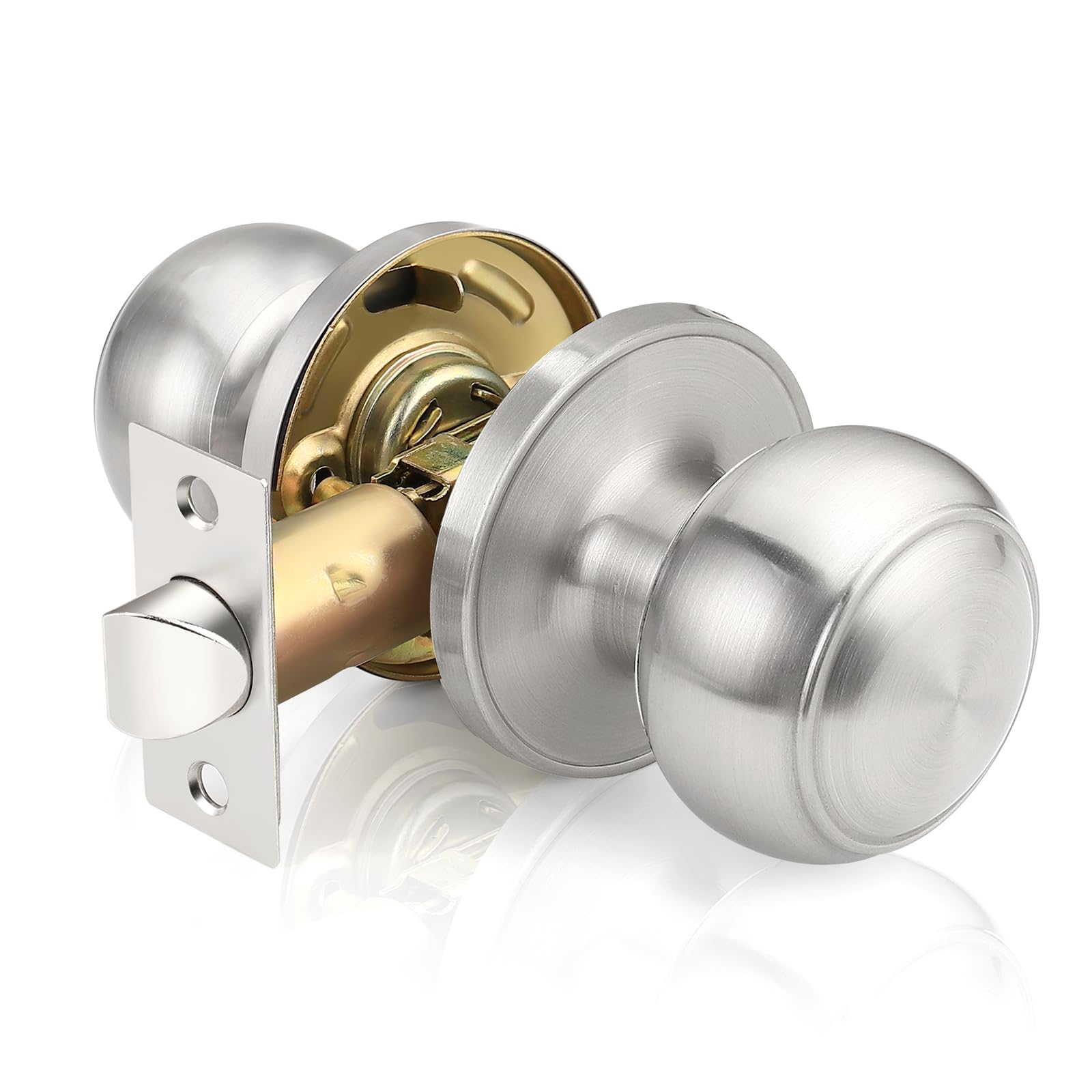 Probrico Brushed Satin Nickel Flat Ball Round Interior Door Handles ...