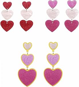 Amazon.com: Felson Heart Earrings Set, Hot Pink Stud Earrings for women ...