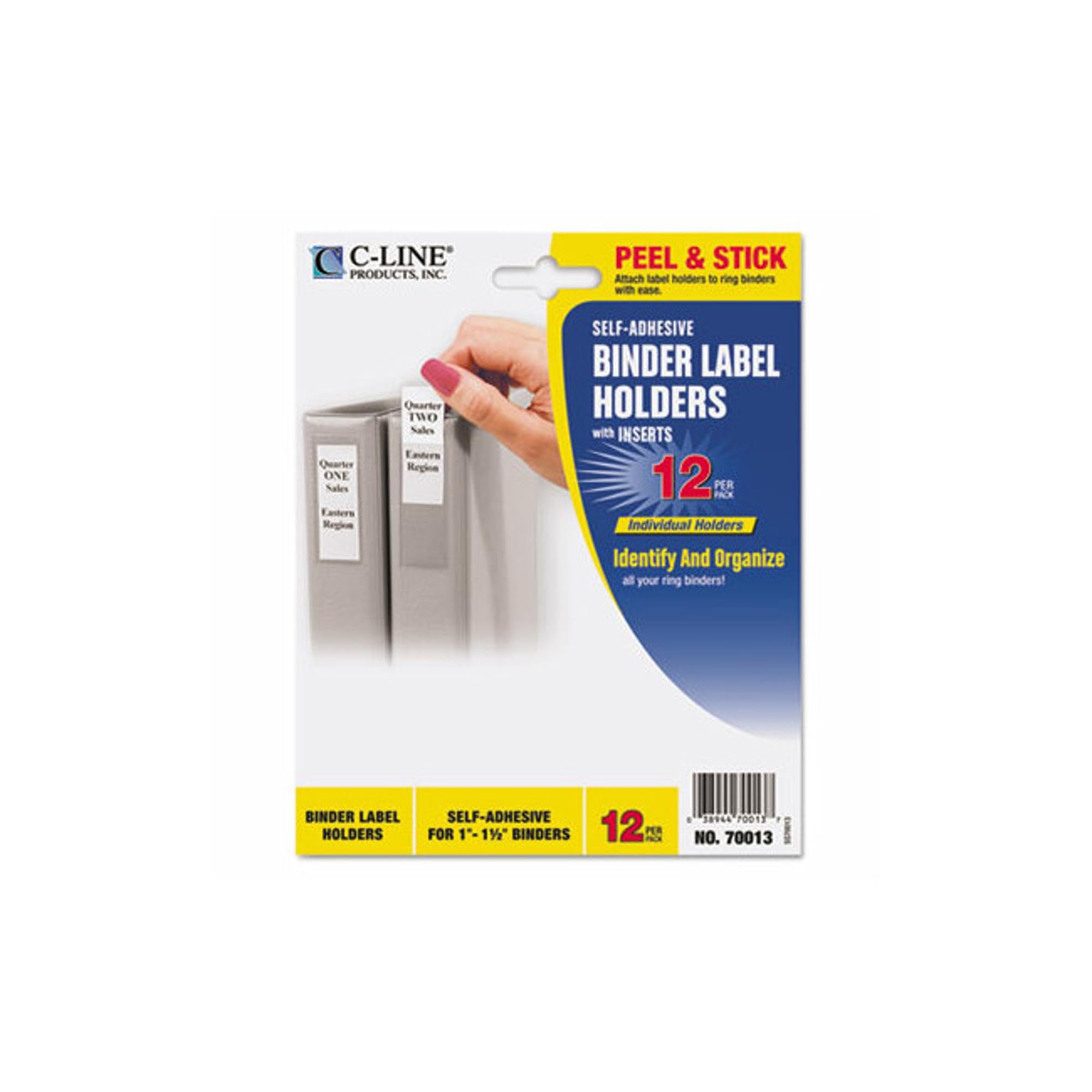 C-line 70013 Self-Adhesive Binder Label Holder -Vinyl -12/Pack -Clear ...
