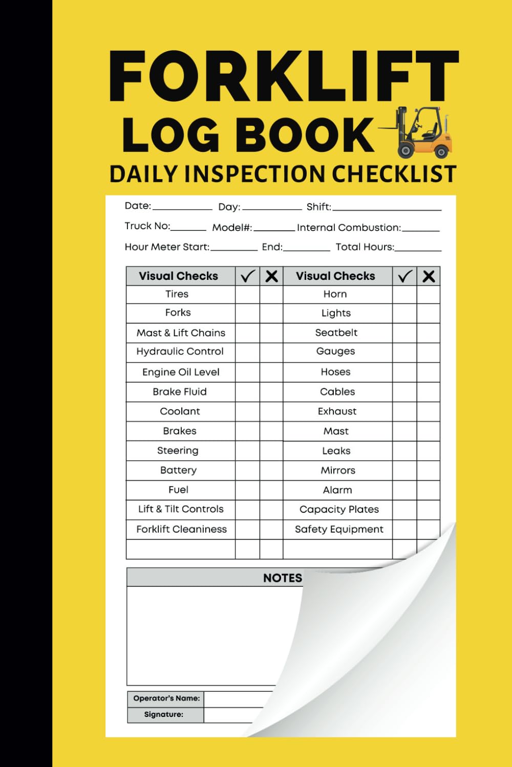 Forklift Log Book With Daily Inspection Checklist: Forklift Operator's ...