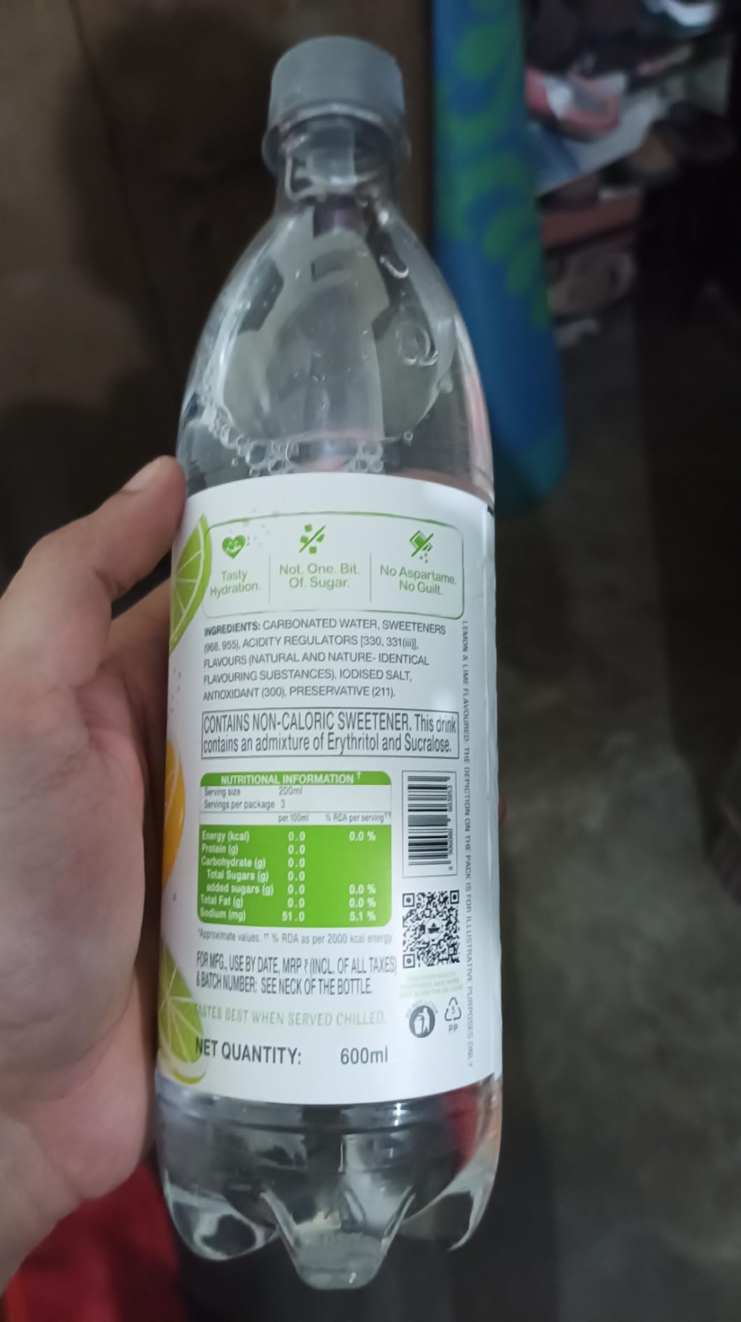 Paper Boat Lemon Lime Sparkling Water, 600ml | Carbonated Water | Zero ...