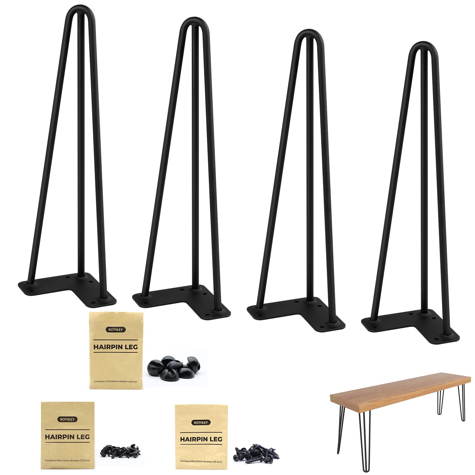 Snapklik.com : ROTHLEY Coffee Table Legs 16 Inch Hairpin Legs 3 Solid ...