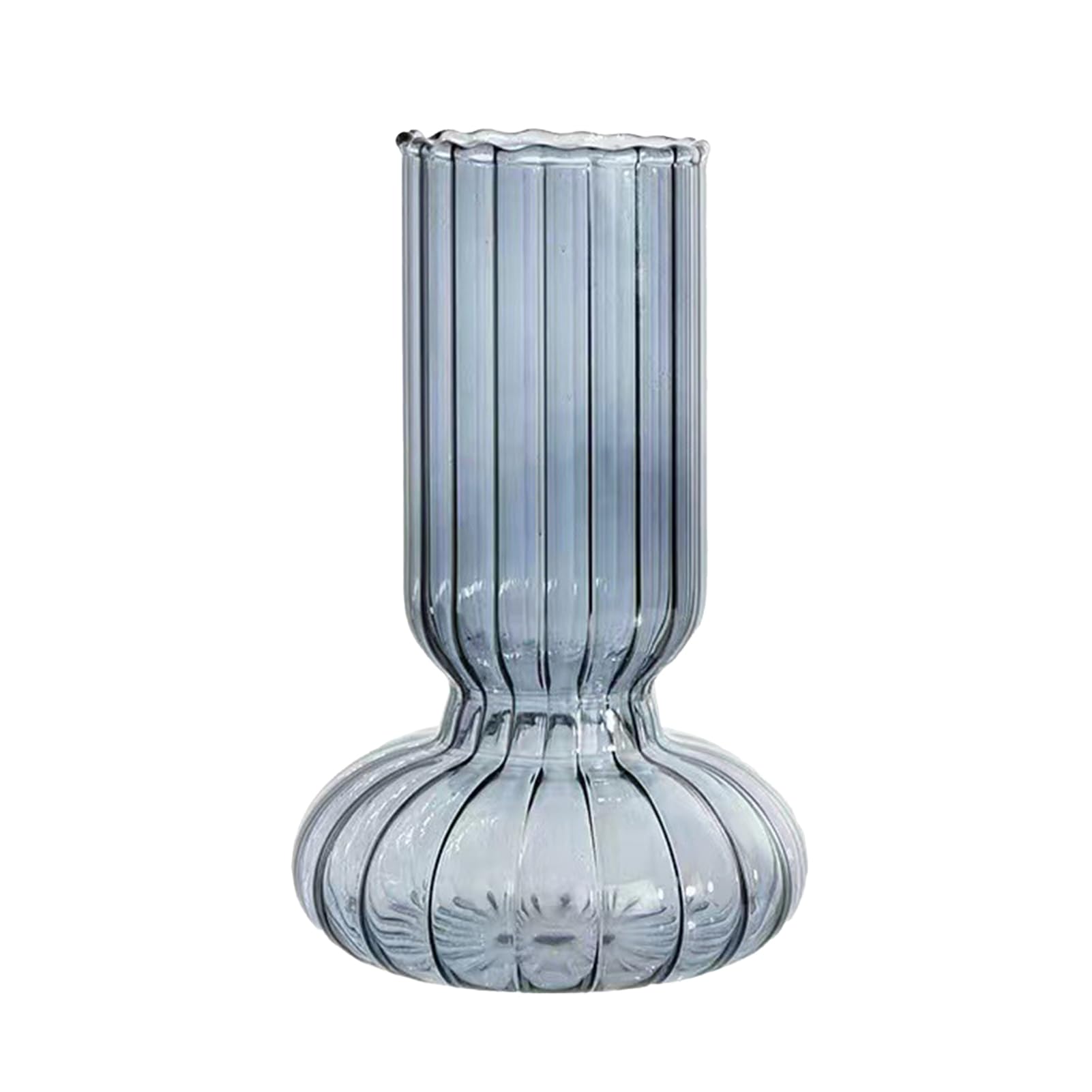 Amazon.com: Clear Ribbed Glass Vase Modern Ripple Flower Vase Fluted ...