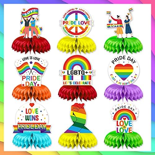 Amazon.com: 9PCS Pride Honeycomb Table Centerpiece Pride Day ...