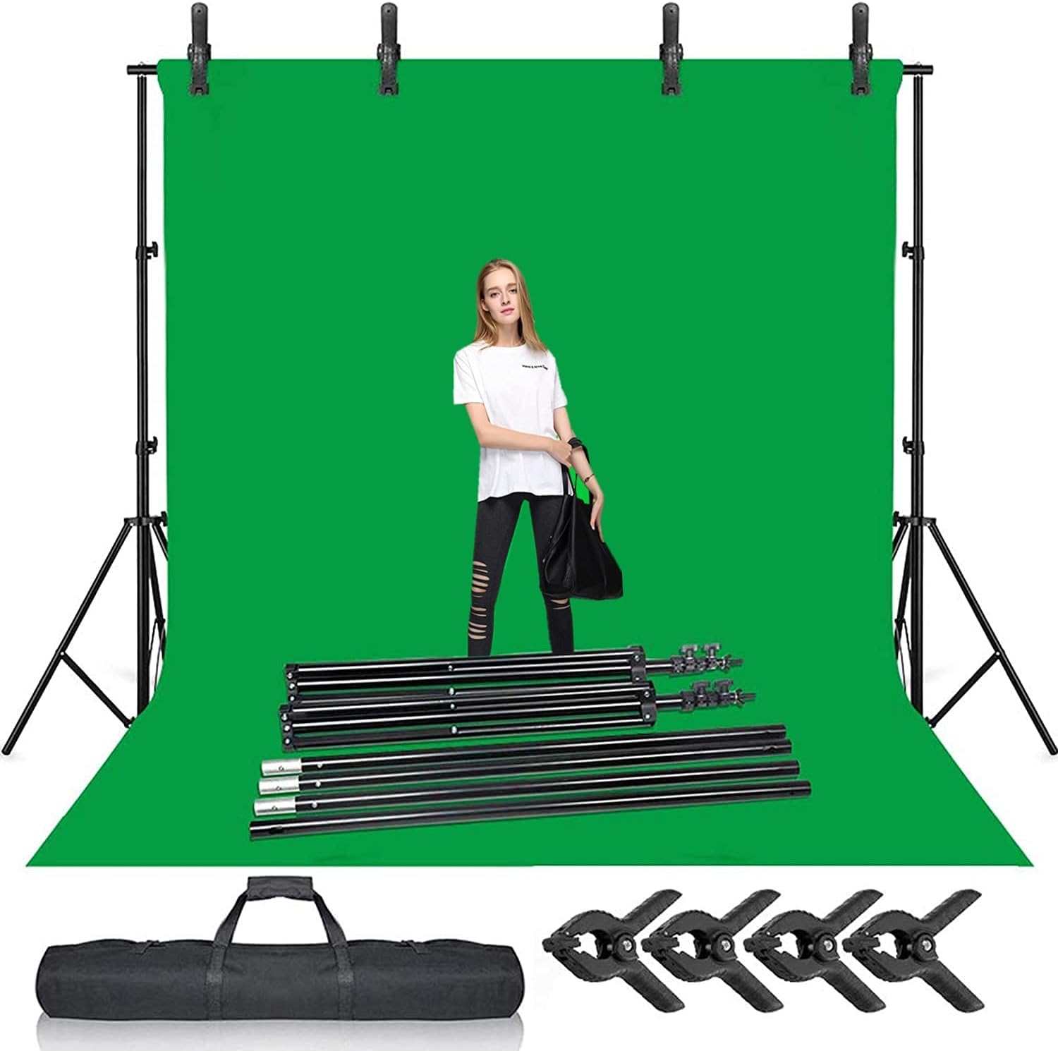 Selens Green Screen Backdrop Background with Stand Kit 2x3M Photography ...