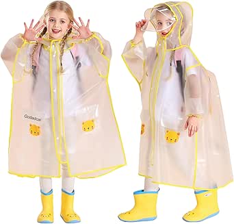 Amazon.com: Gcdadcai Kids rain poncho kids rain jacket raincoat for boys and girls - reusable ...