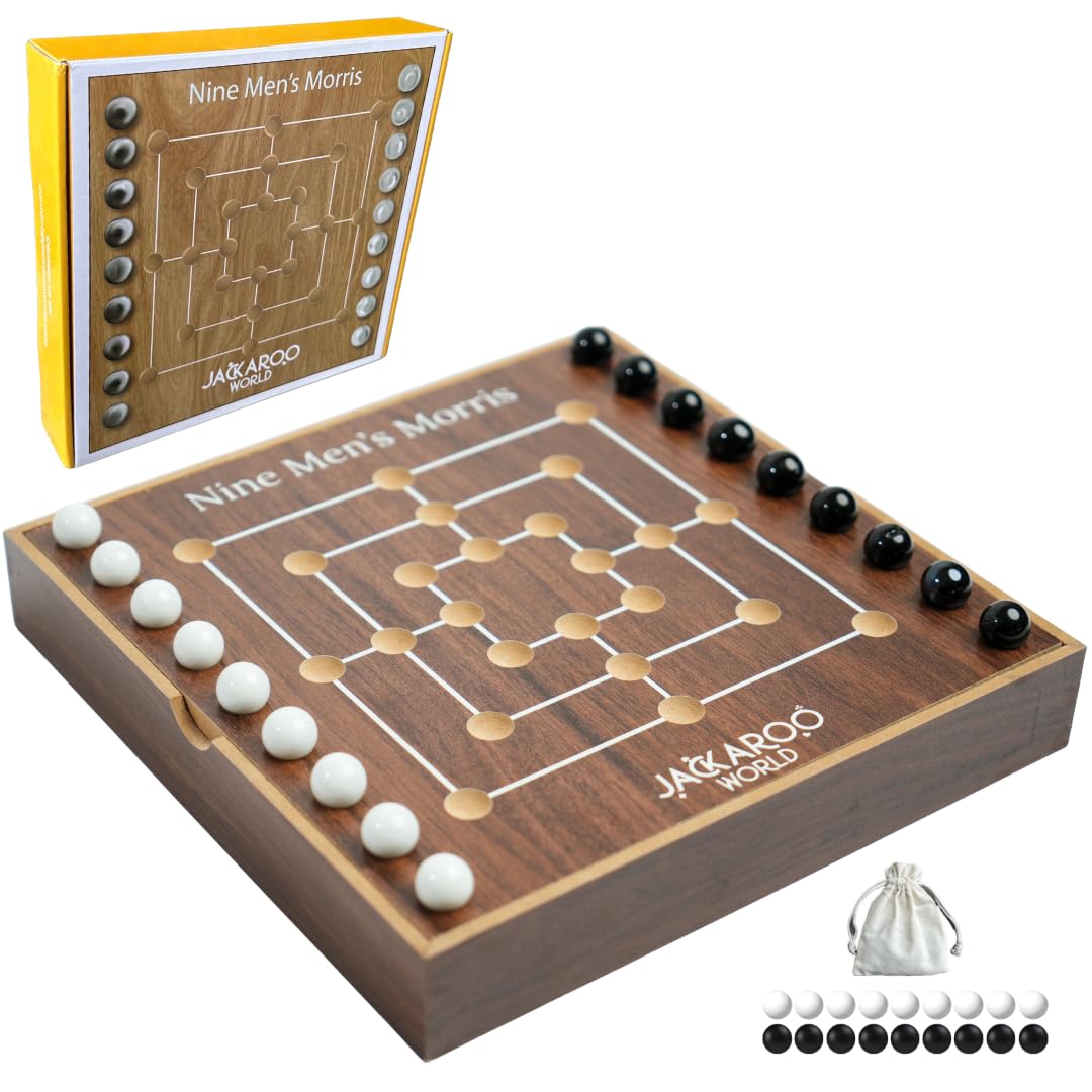 Amazon.com: Jackaroo World Nine Men's Morris Board Game - 2 Player Game - Marble Board Game ...