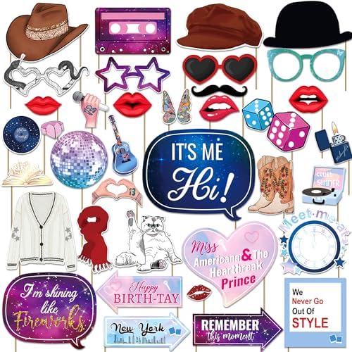 Amazon.com: Slitunk 34 Pcs Party Photo Booth Props, Taylor Birthday ...