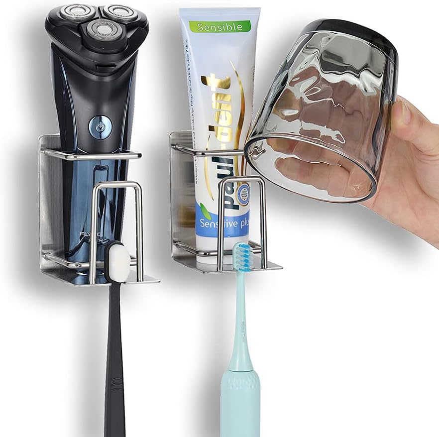 Amazon.com: 2 Pack Mini Self Adhesive Wall Mount Toothbrush Holder ...