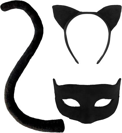 Amazon.com: Halloween Black Cat Costume Set for Women - Cat Ear ...