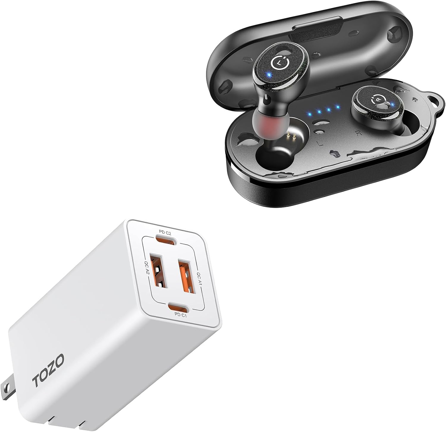 Amazon.com: TOZO T10 Wireless Earbuds C2 USB C 65W Fast Foldable Wall ...